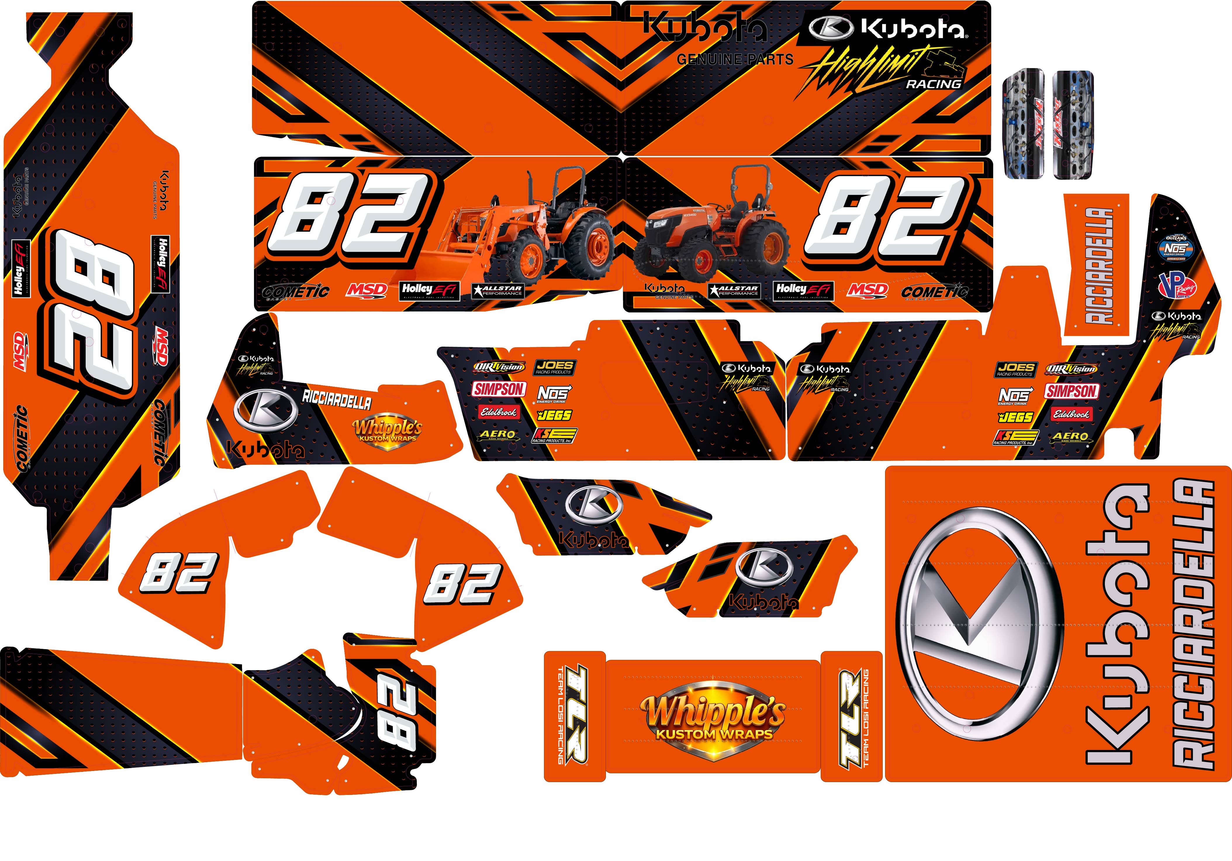 Losi 22S Sprint Car Kubota Wrap - Premium RC Racing Graphics – Whipple ...