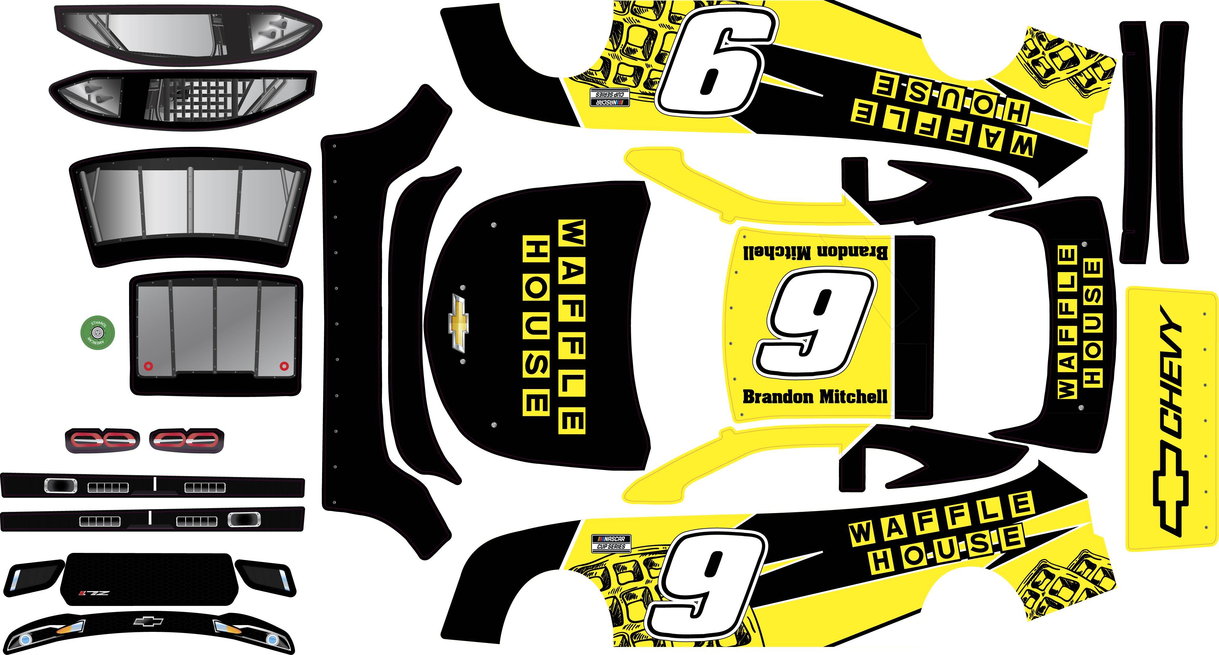 Losi NASCAR Chevy Waffle House Wrap - Premium RC Vinyl – Whipple's ...