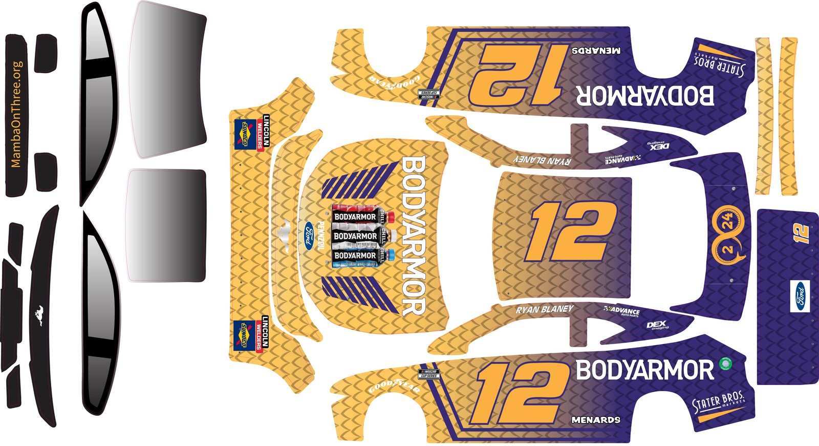 Blaney Bodyarmor Kobe Ford Losi Nascar Remote Control Car Wrap With ...